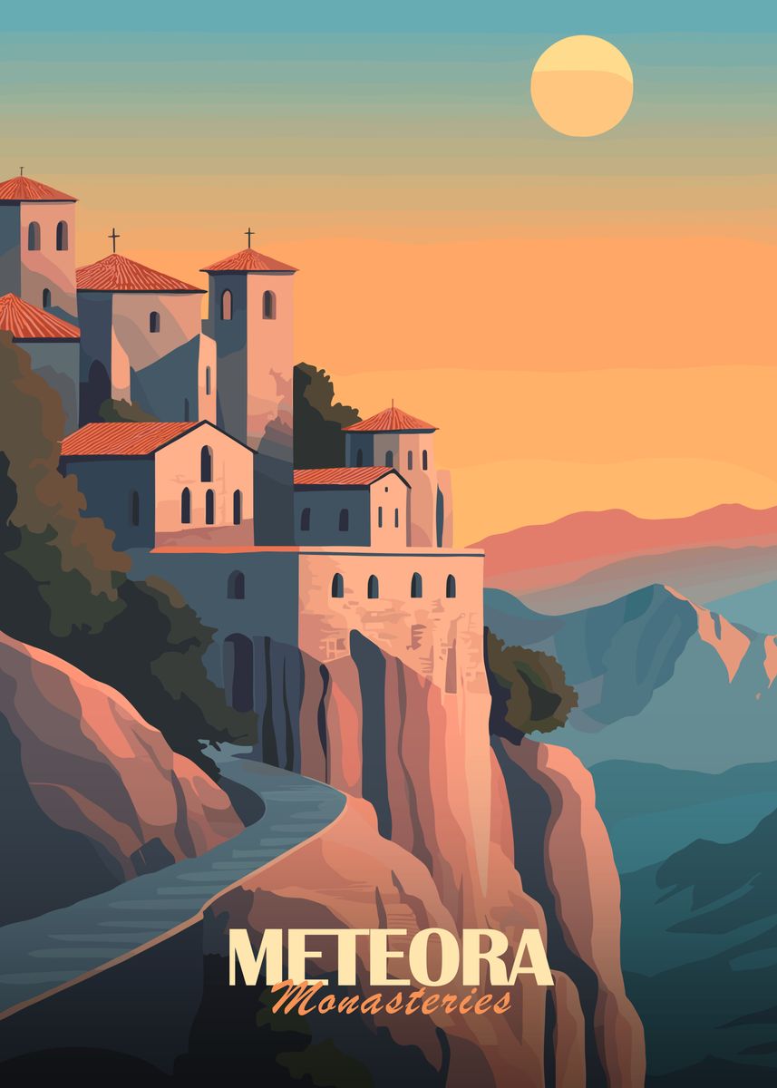 'Meteora Monasteries' Poster, picture, metal print, paint by Mason ...