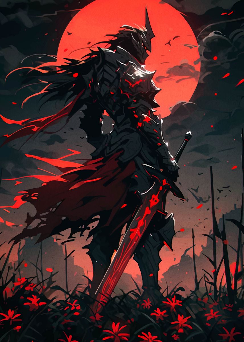 'Dark Knight with Red Sword' Poster, picture, metal print, paint by Mac ...