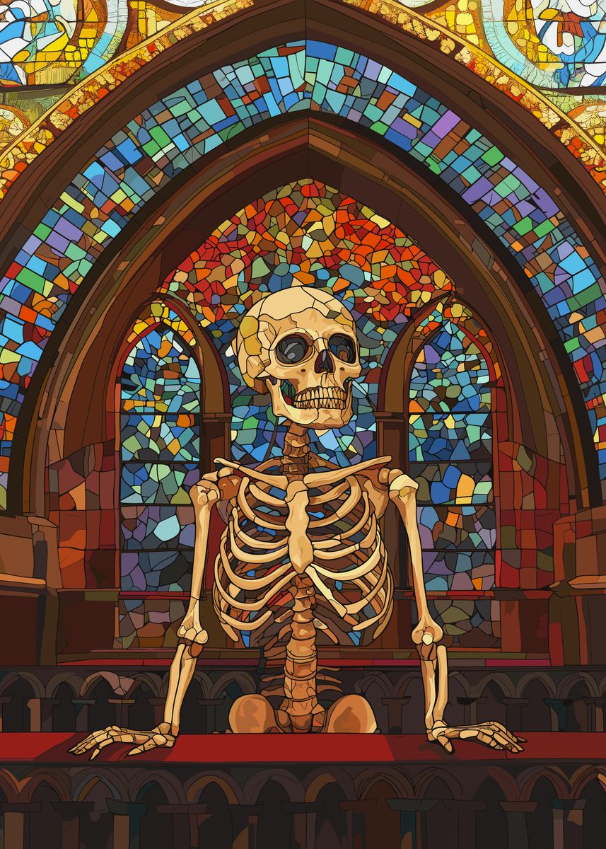 'Skeleton in Church' Poster, picture, metal print, paint by Omar Kanan ...