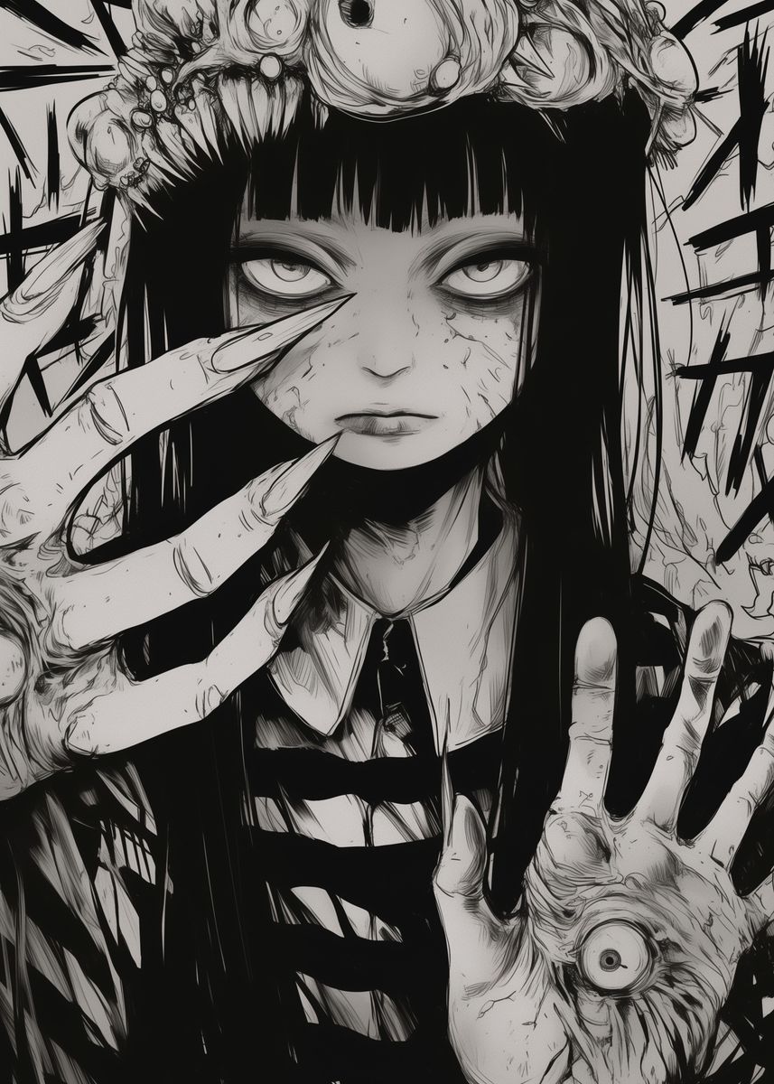 'Horror Anime Girl' Poster, picture, metal print, paint by Sumi Kurai ...