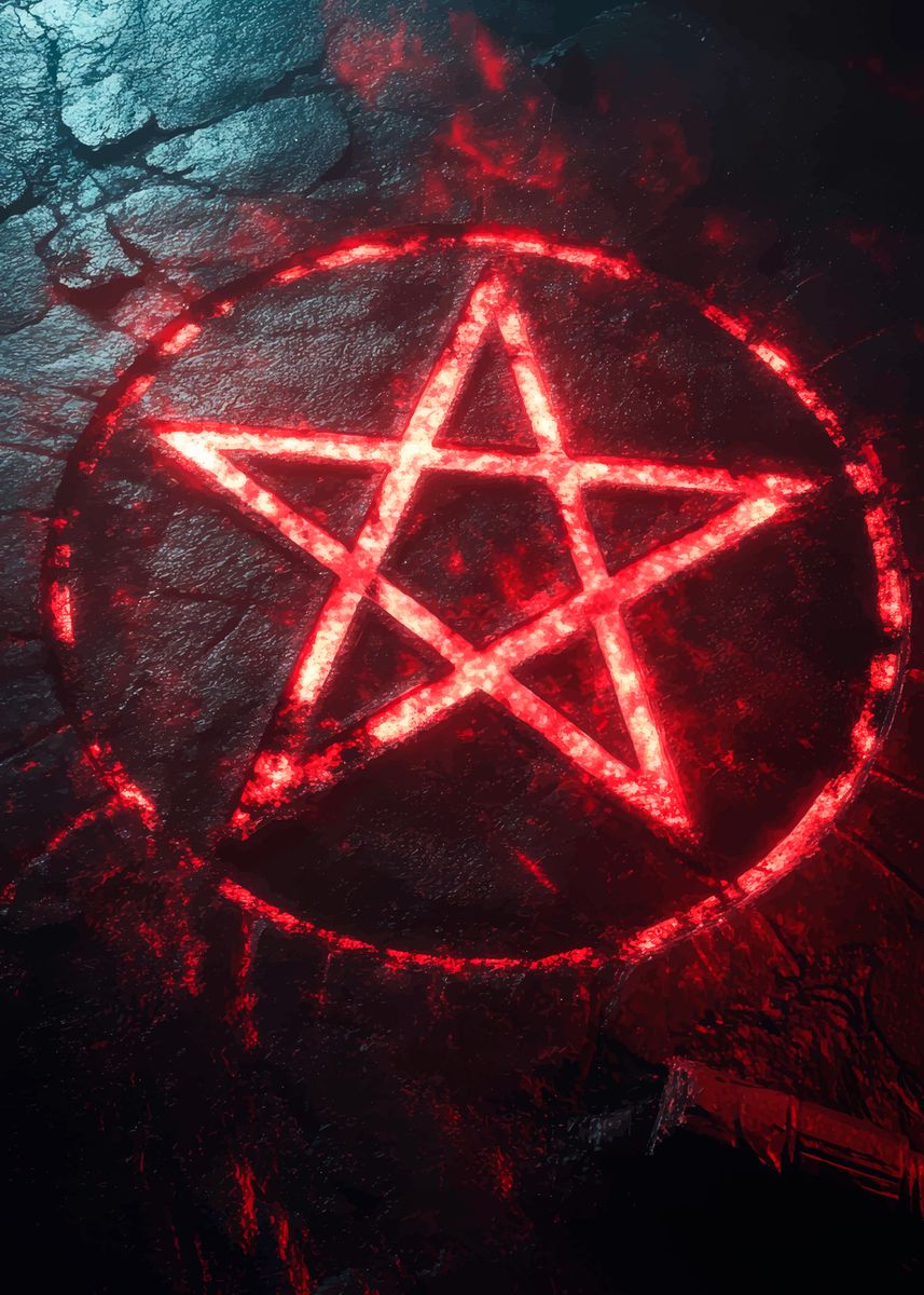 'Burning Pentagram' Poster, picture, metal print, paint by | Displate