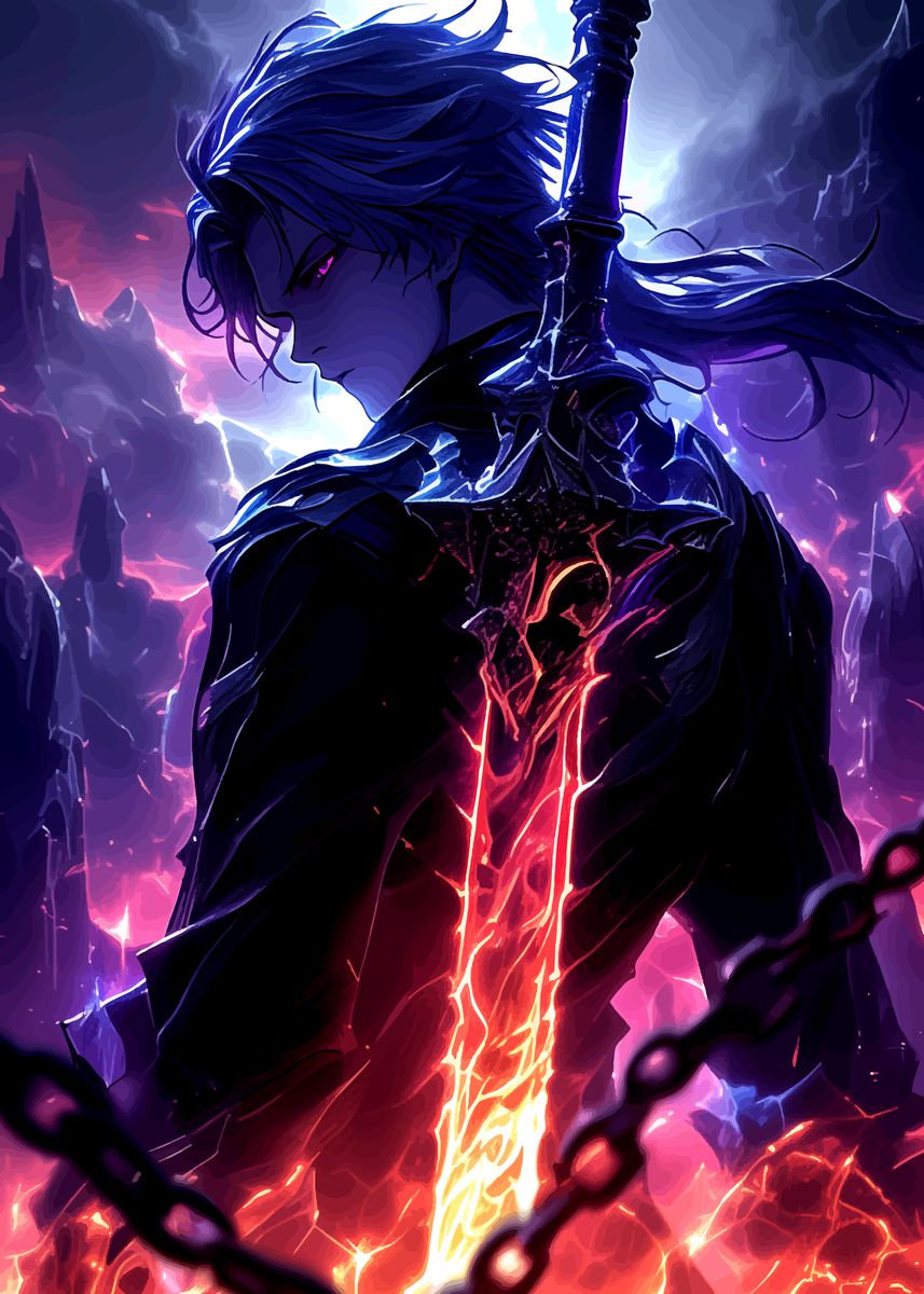 'lucifer Warrior with Flaming Sword legend ' Poster, picture, metal ...