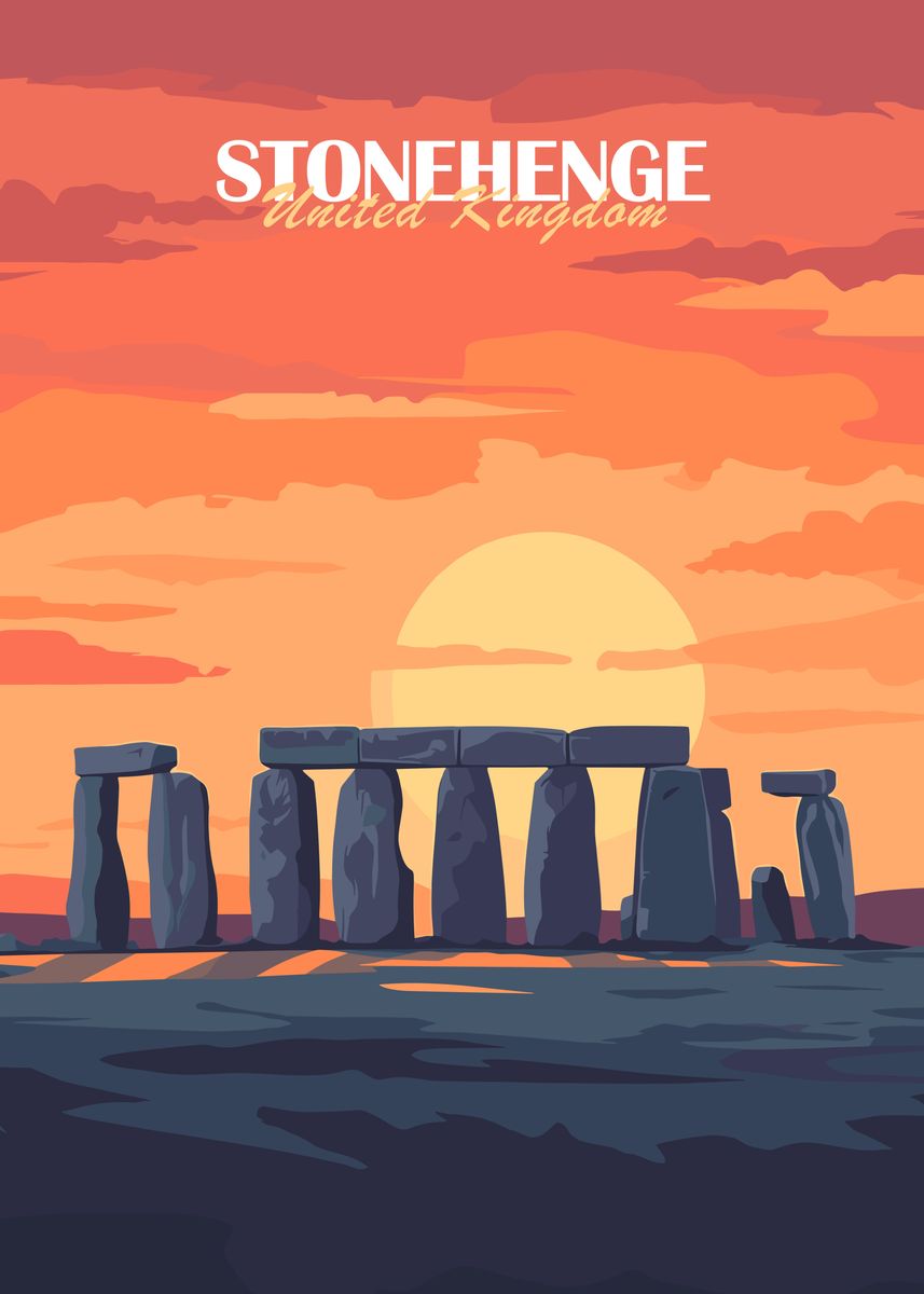 'Stonehenge Sunset' Poster, picture, metal print, paint by Mason Clark ...