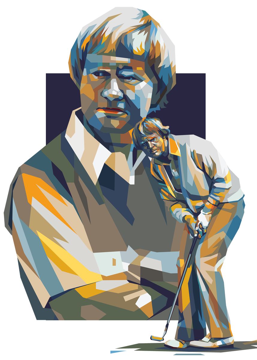 'Golf Player Portrait' Poster, picture, metal print, paint by ISA ...