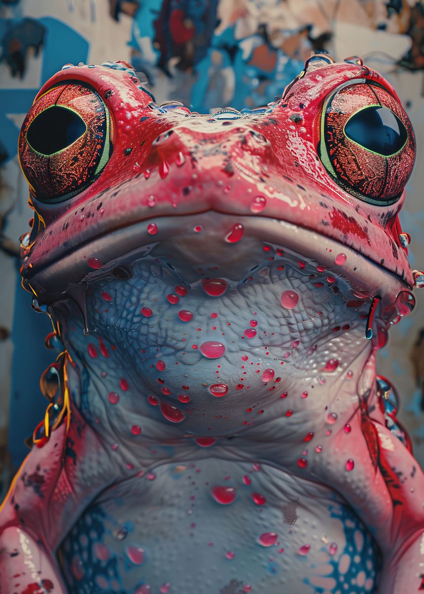 'Close-up of a Wet Frog' Poster, picture, metal print, paint by Stefan ...