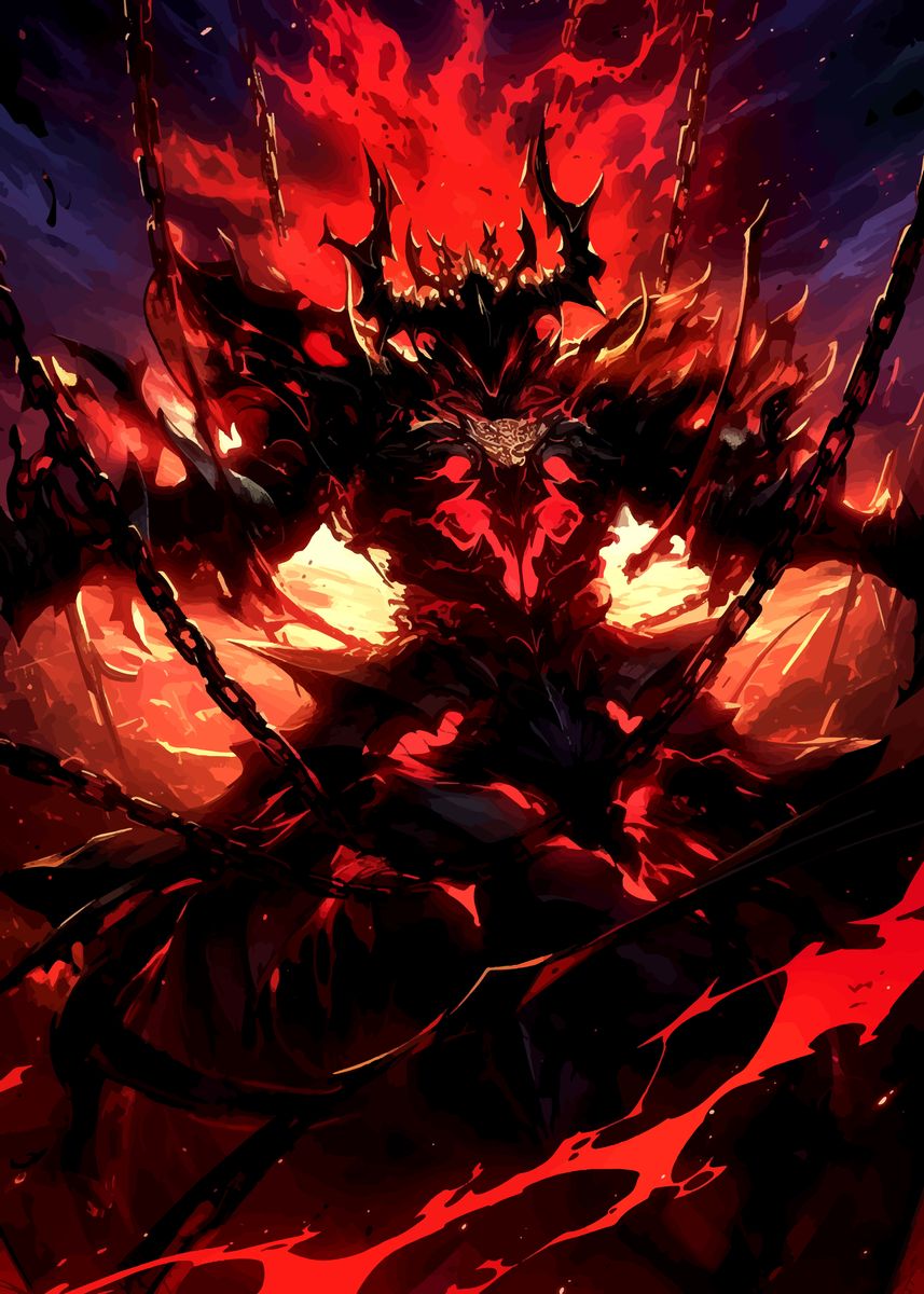 'Fiery Demon King' Poster, picture, metal print, paint by brush Metal ...