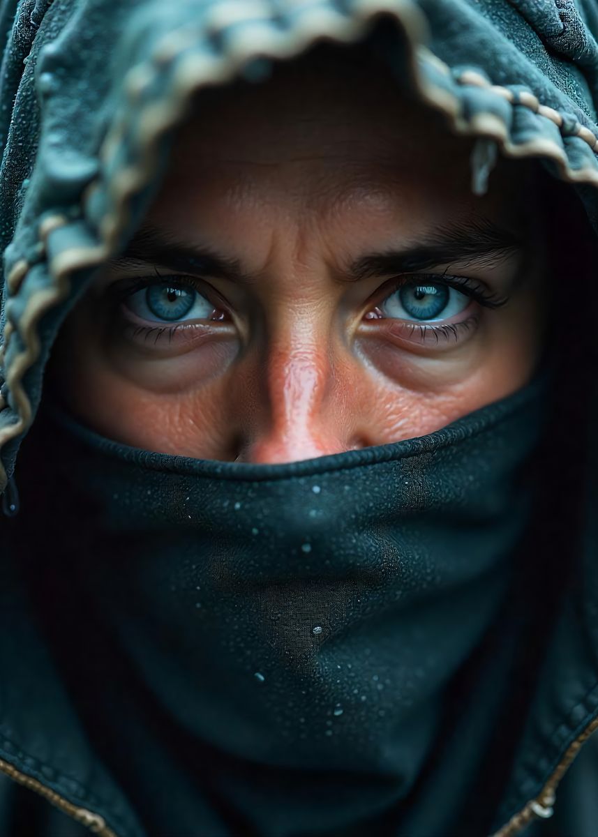 'Intense Blue Eyes Icy Winterstorm' Poster, picture, metal print, paint ...