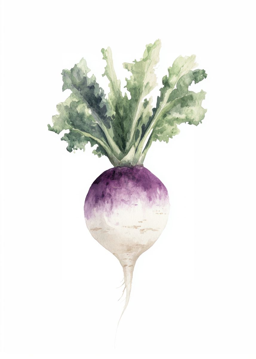 'Watercolor Turnip Illustration' Poster, picture, metal print, paint by ...