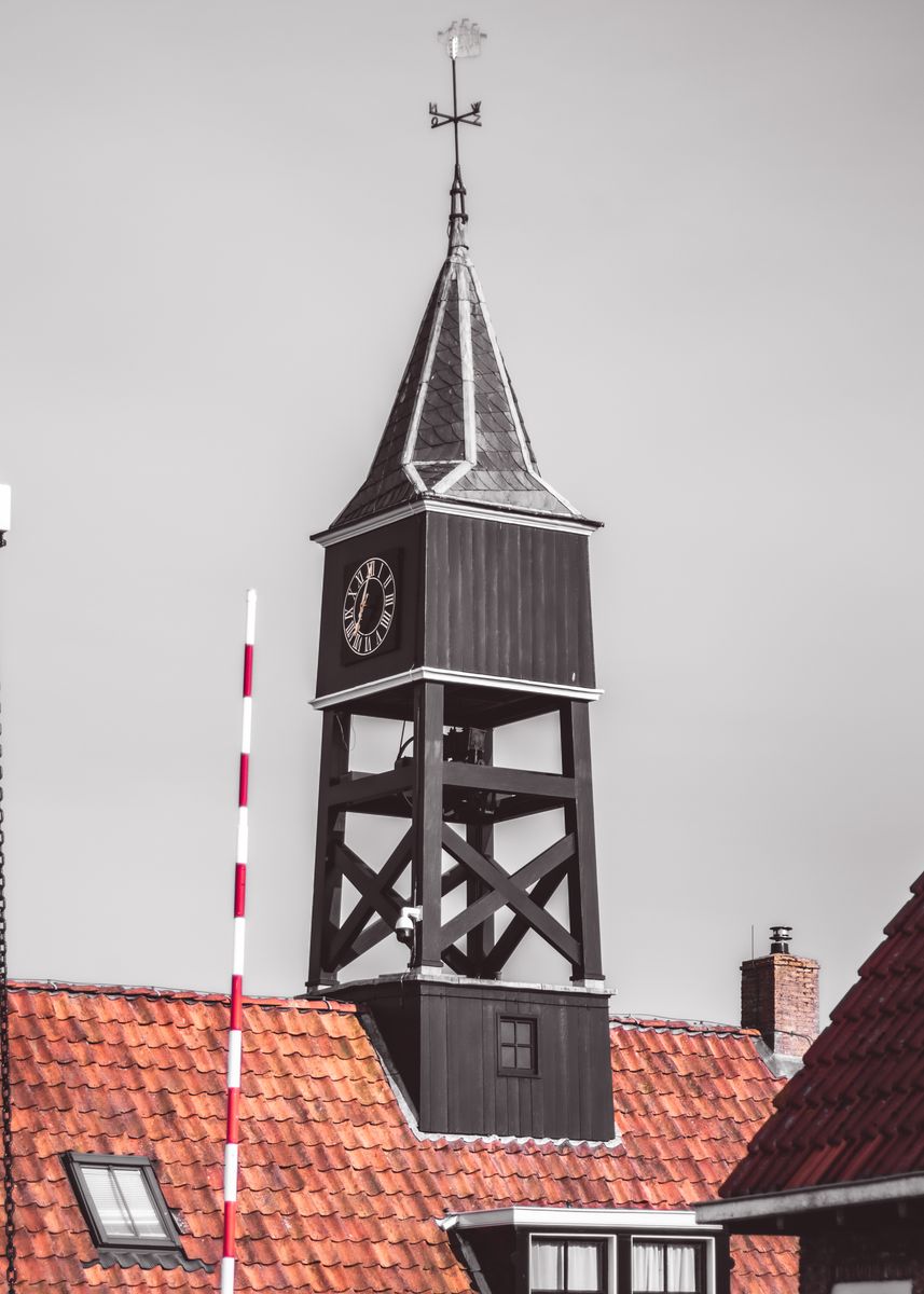 'Black Clock Tower - Hindeloopen' Poster, picture, metal print, paint ...