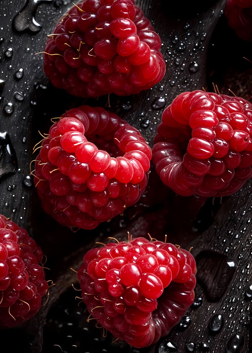 'Fresh Raspberries ' Poster, picture, metal print, paint by Top new One ...