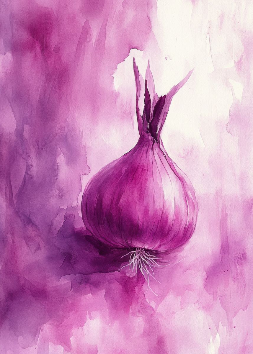 'Watercolor Red Onion' Poster, picture, metal print, paint by ZakeCube ...