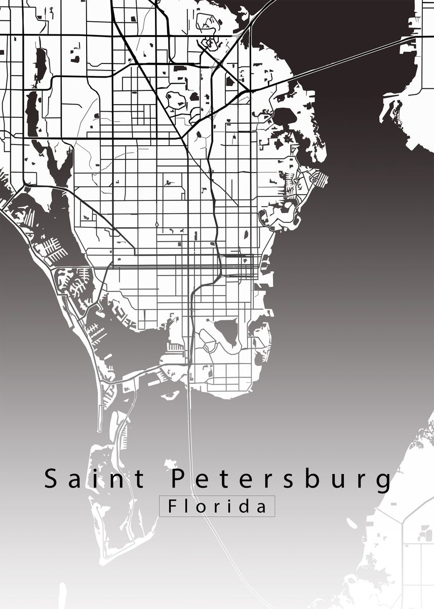 'St. Petersburg Florida Map' Poster, picture, metal print, paint by ...