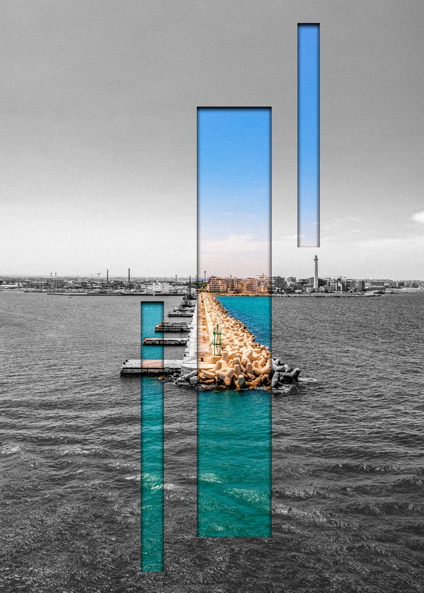 'Seaport Breakwater Bari Italia' Poster, picture, metal print, paint by ...