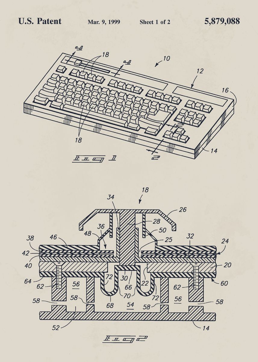 'Keyboard Patent ' Poster, picture, metal print, paint by MyDigitalMind ...