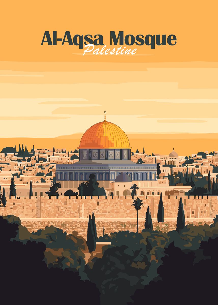'Al-Aqsa Mosque, Palestine' Poster, picture, metal print, paint by ...