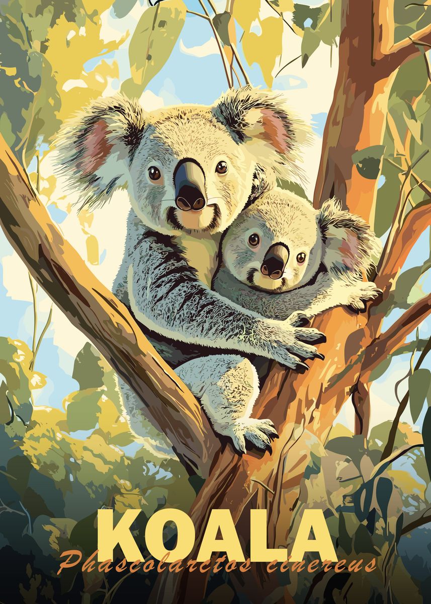 'Koala Family Poster' Poster, picture, metal print, paint by Qreative ...