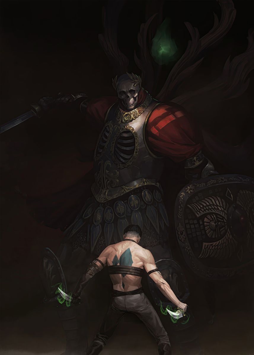 'Skeleton Warrior and Fighter' Poster, picture, metal print, paint by ...