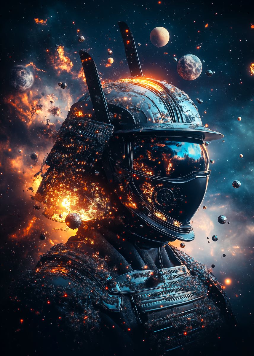 'Samurai in Space' Poster, picture, metal print, paint by InterGalatica ...