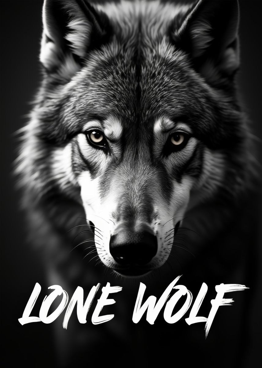 'Lone Wolf Portrait' Poster, picture, metal print, paint by The Flowers | Displate