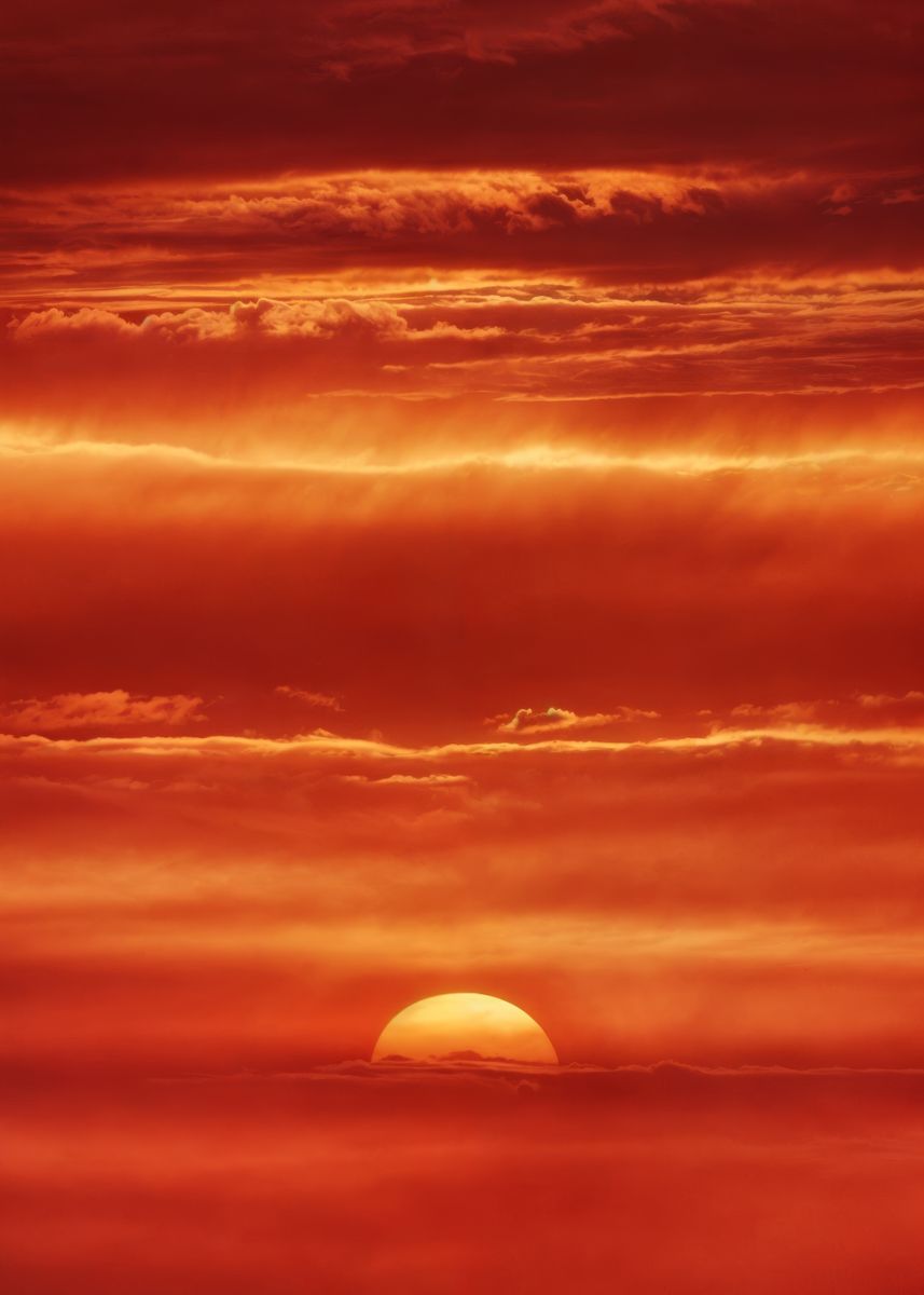 'Fiery Sunset Sky' Poster, picture, metal print, paint by ...