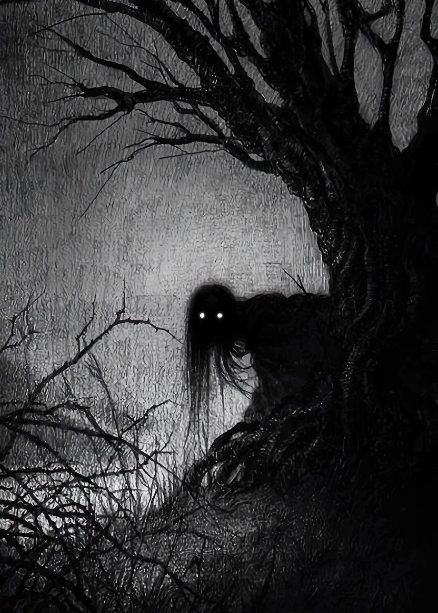 'Dark Figure in Woods' Poster, picture, metal print, paint by | Displate