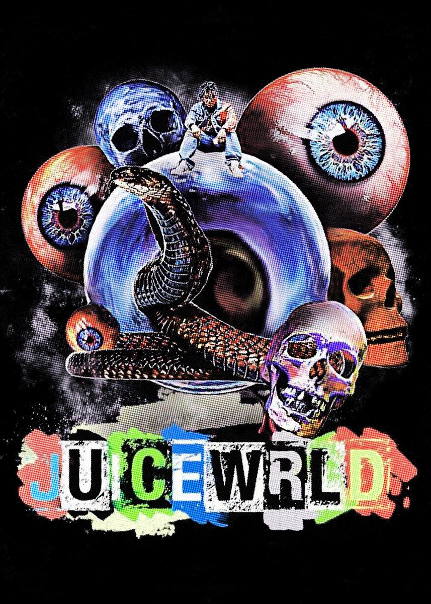 'Juice Wrld Eyes & Skulls' Poster, picture, metal print, paint by ...