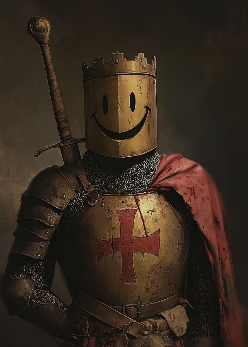 'Gaming Smiling Knight' Poster, picture, metal print, paint by Muntwalt ...