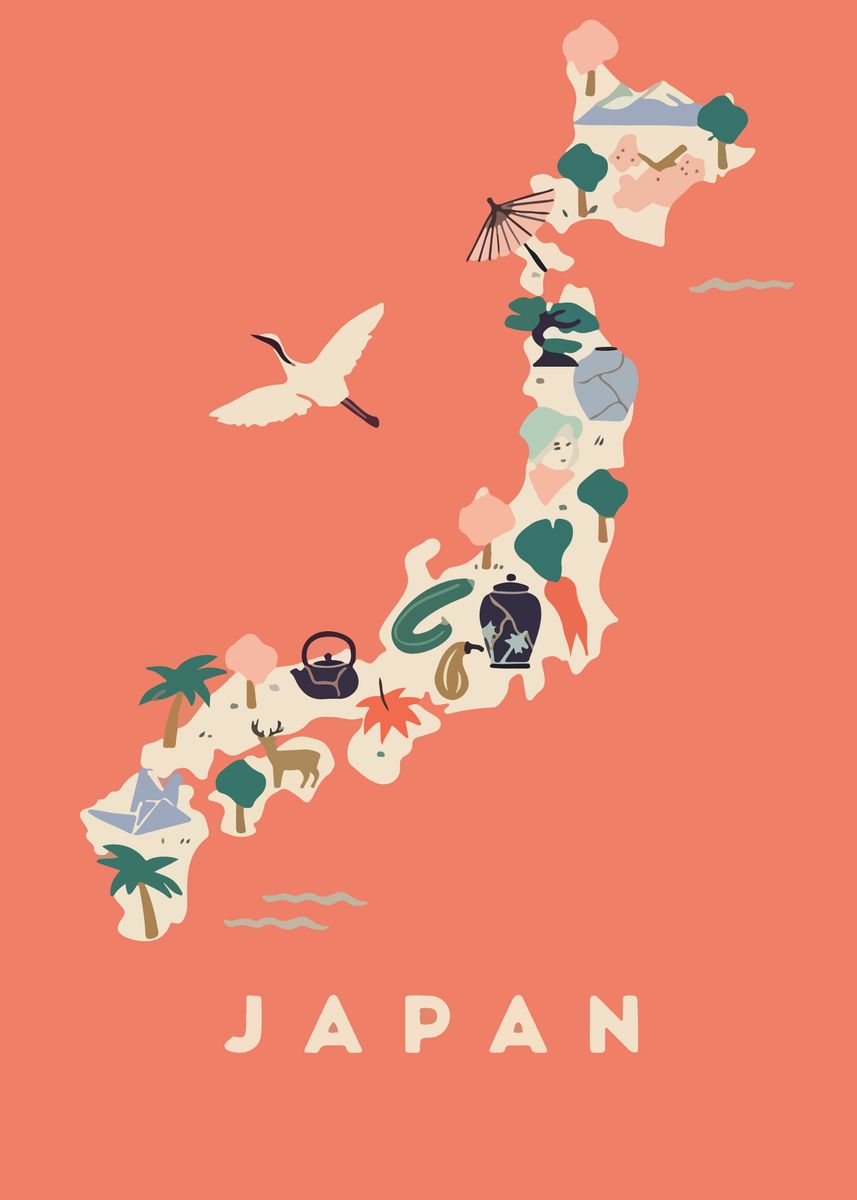 'Japan Tourist Map ' Poster, picture, metal print, paint by Christian ...