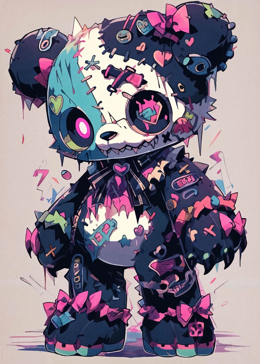 'Patchwork Panda Bear' Poster, picture, metal print, paint by Parrish ...