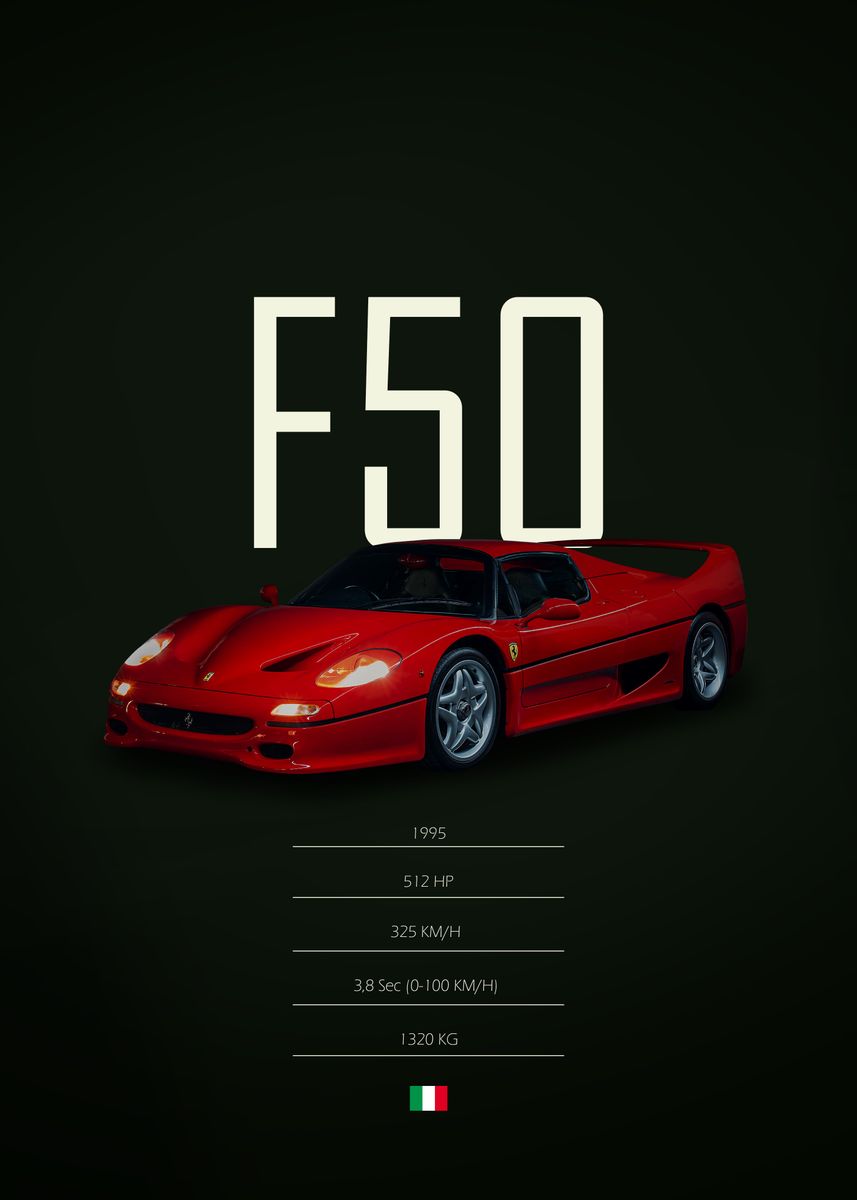 '1995 Ferrari F50' Poster, picture, metal print, paint by ...