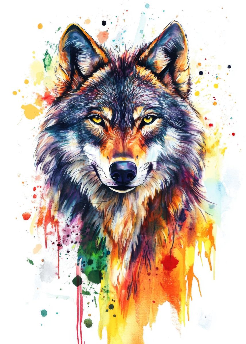 'Wolf Watercolor Painting' Poster, picture, metal print, paint by ...