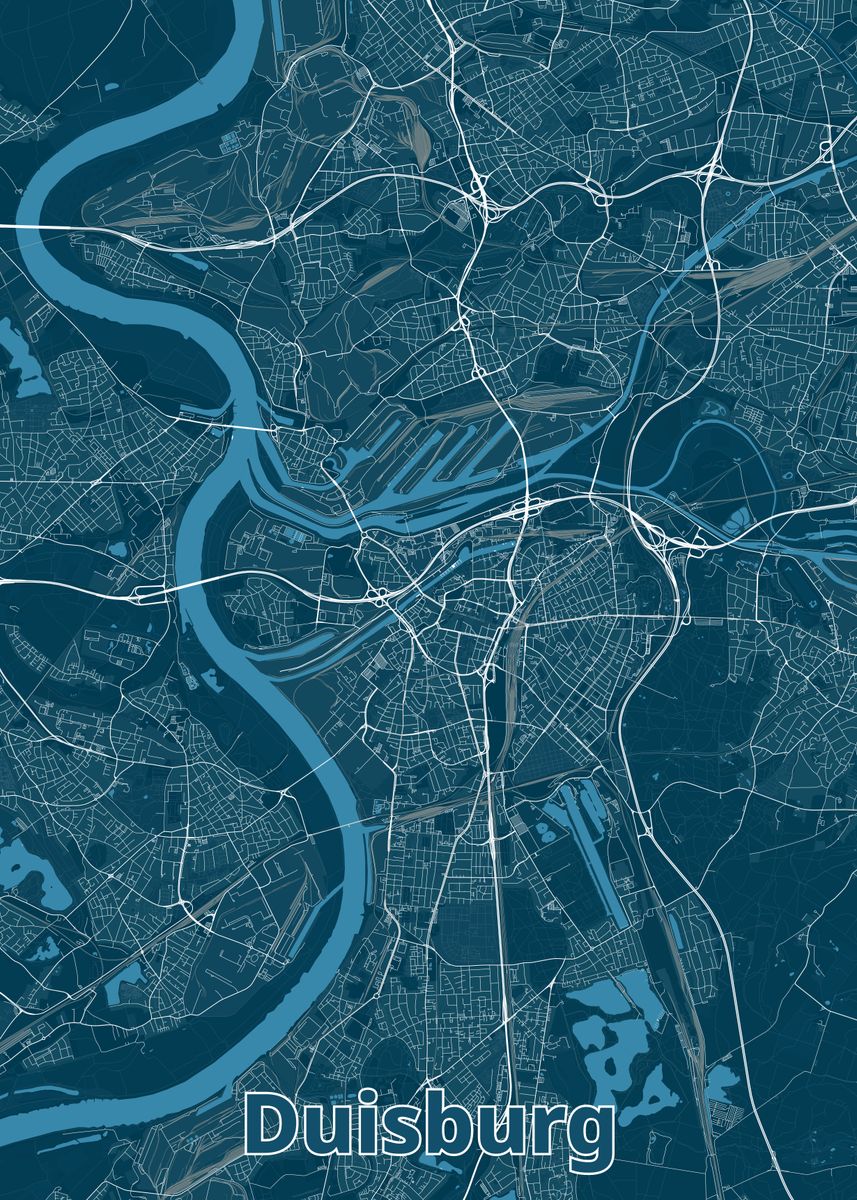 'Duisburg City Map' Poster, picture, metal print, paint by Sam Kal ...