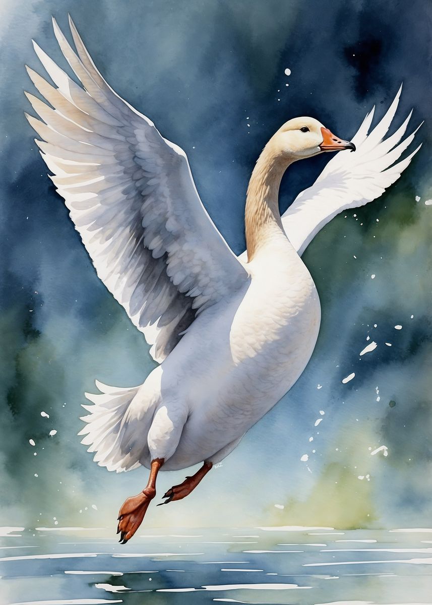 'Goose Taking Flight' Poster, picture, metal print, paint by Noomy ...