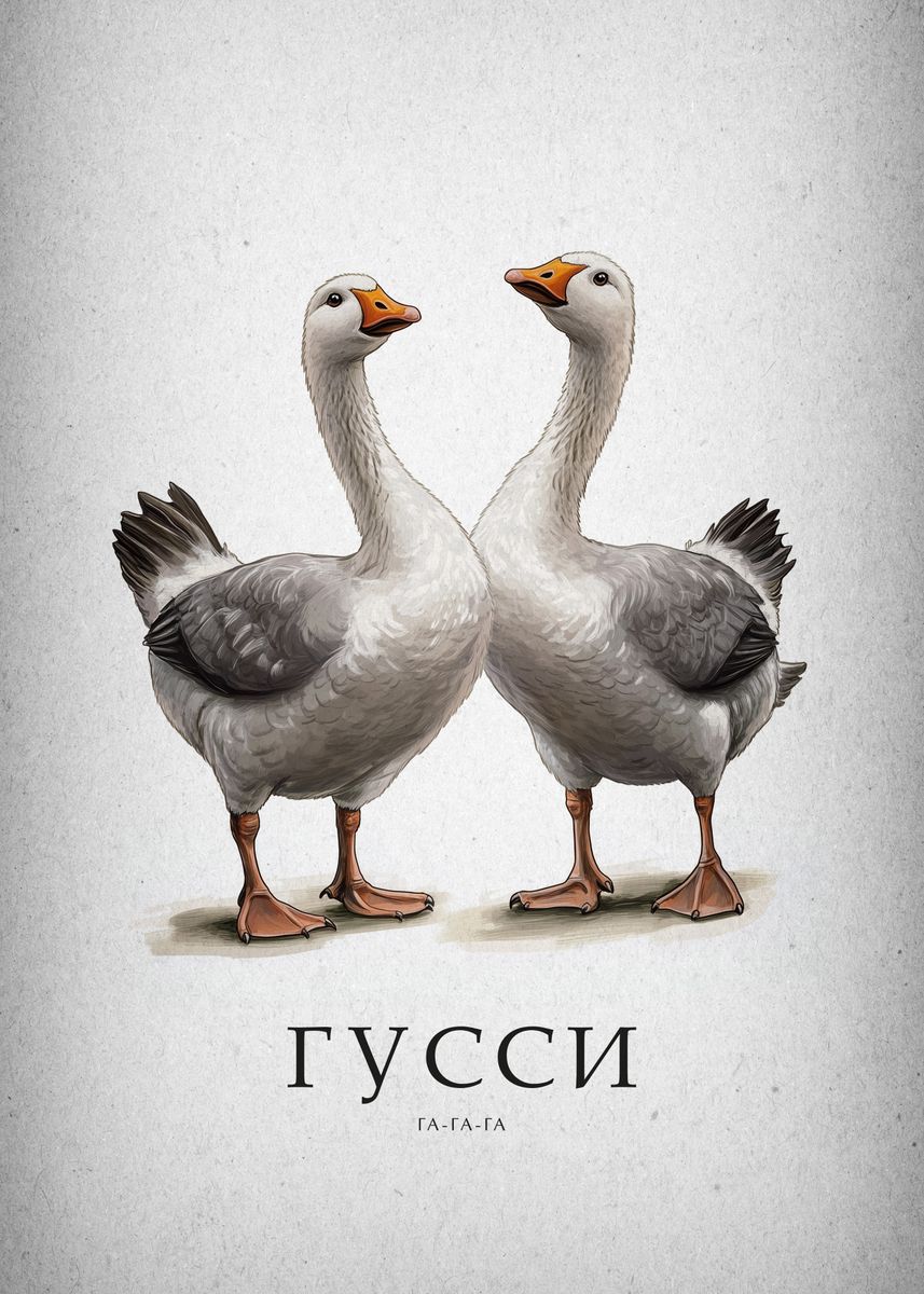 'Two Geese Illustration' Poster, picture, metal print, paint by Hello ...