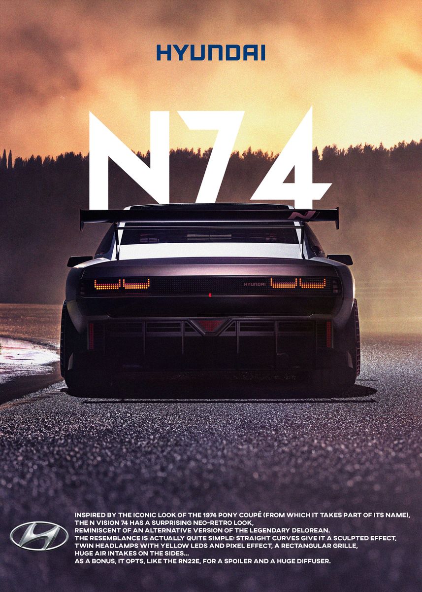 'Poster Hyundai N Vision 74 Concept Car' Poster, picture, metal print ...