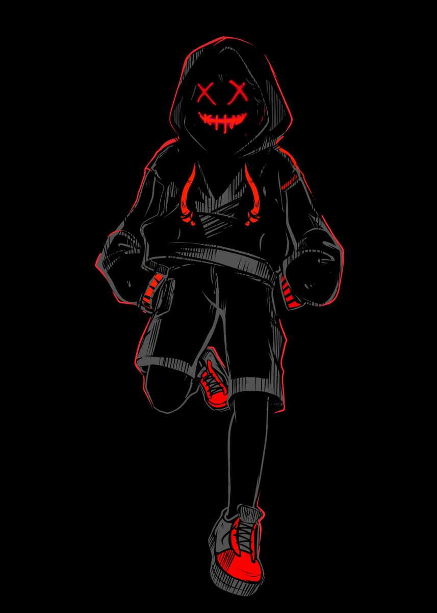 'Red X Mask Figure' Poster, picture, metal print, paint by Ericc Yummy ...
