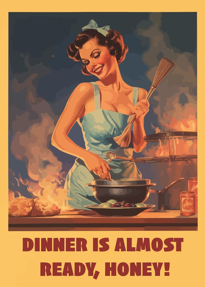 'Dinner is Almost Ready' Poster, picture, metal print, paint by Funny One Piece | Displate