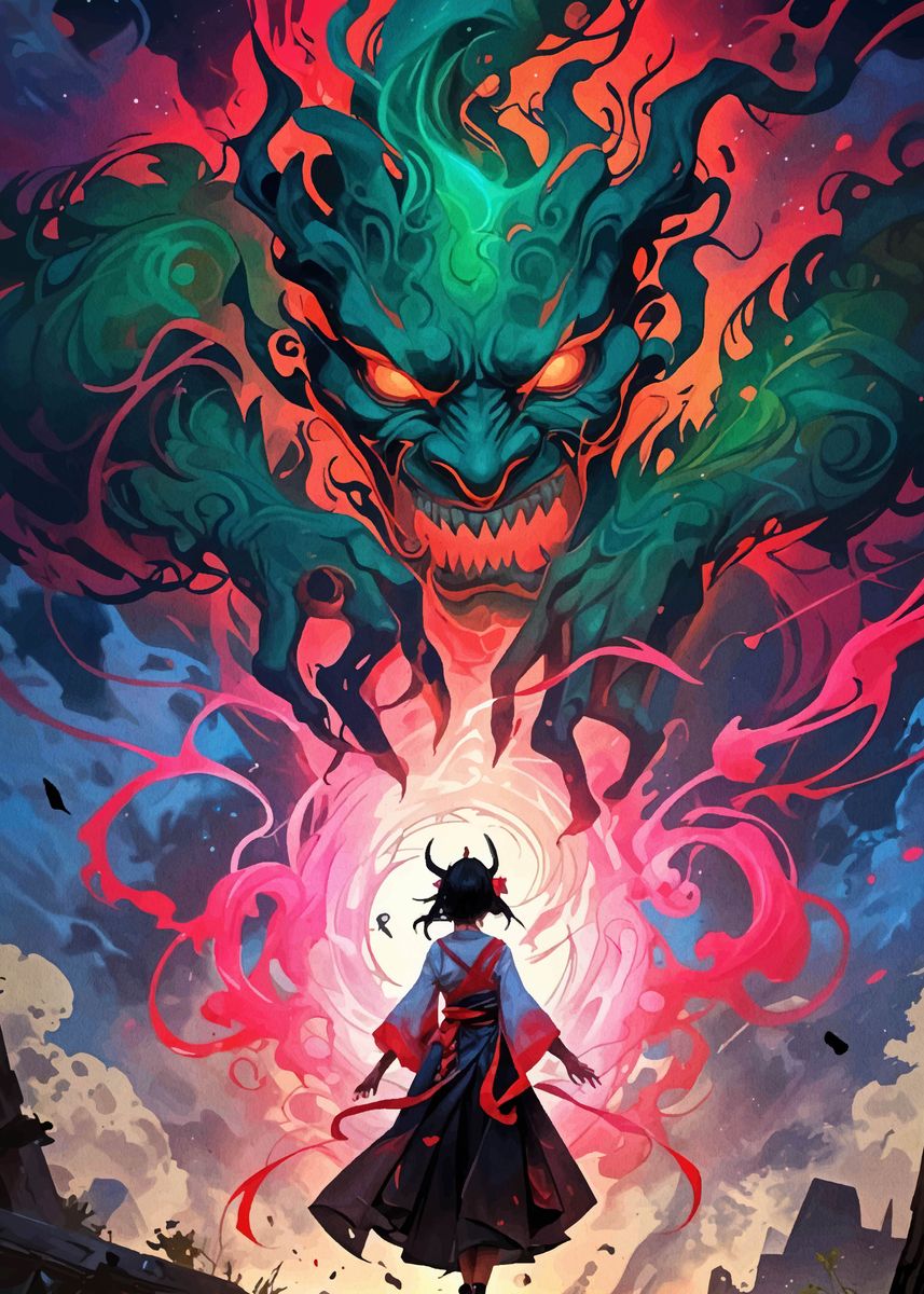 'Demon and Girl' Poster, picture, metal print, paint by Mollie Knapp ...