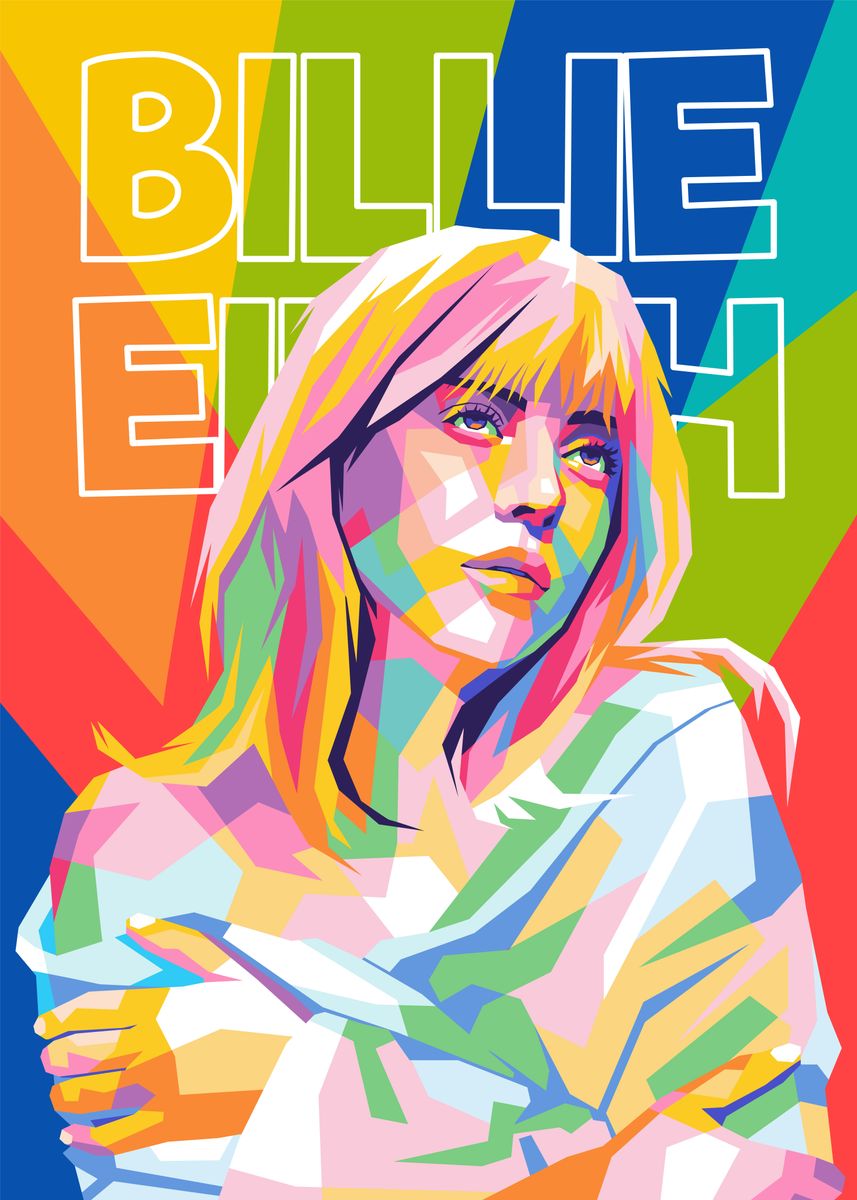 'Billie Eilish Pop Art Portrait' Poster, picture, metal print, paint by ...