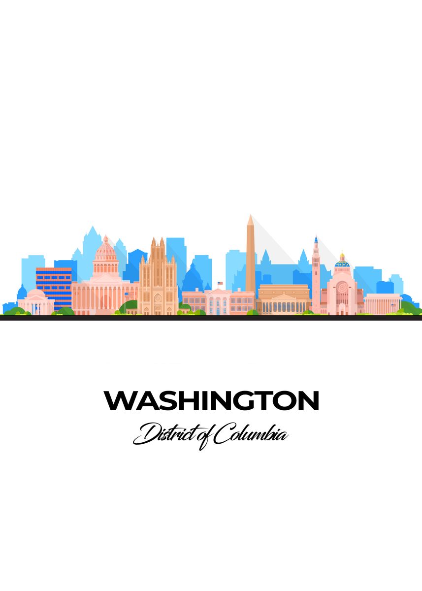 'Washington DC Skyline' Poster, picture, metal print, paint by ...