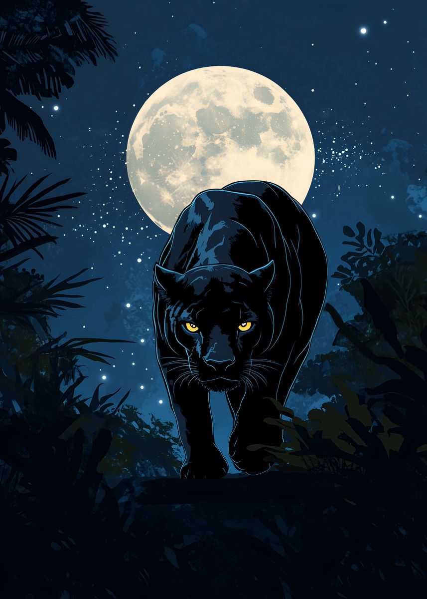 'Black Panther Night' Poster, picture, metal print, paint by AI Art ...