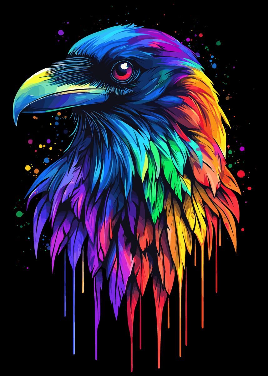 'Pop Art Rainbow Raven' Poster, picture, metal print, paint by ...