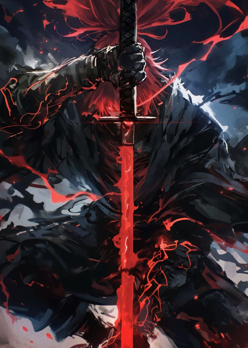 'Samurai with Red Sword' Poster, picture, metal print, paint by Dulcie ...