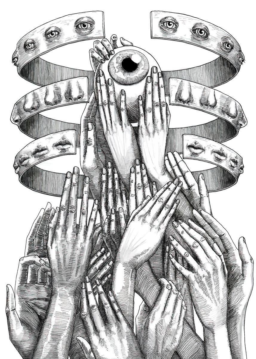 'Surreal Eye and Hands' Poster, picture, metal print, paint by ...