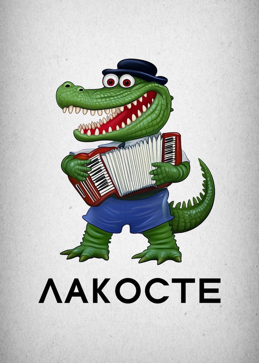 'Crocodile Playing Accordion' Poster, picture, metal print, paint by ...