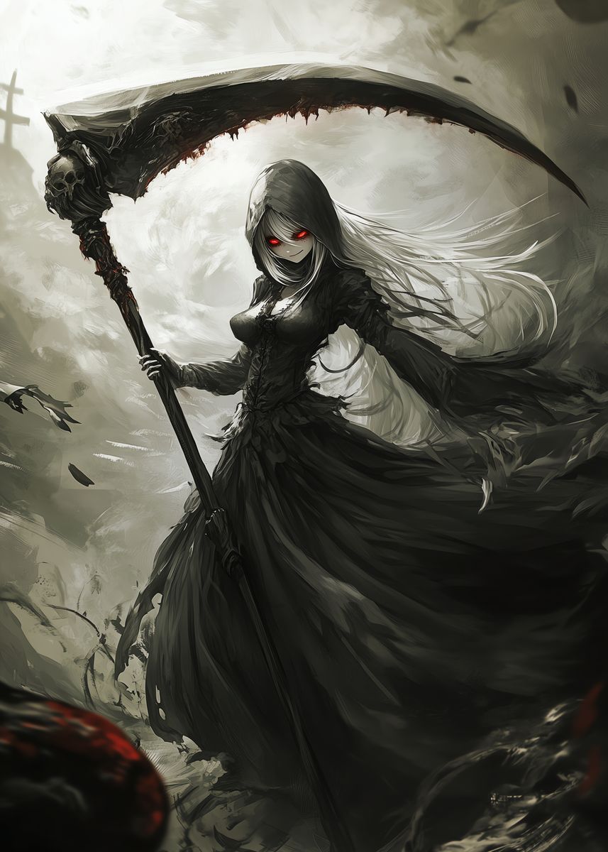 'Dark Anime Reaper Girl' Poster, picture, metal print, paint by Colaba ...