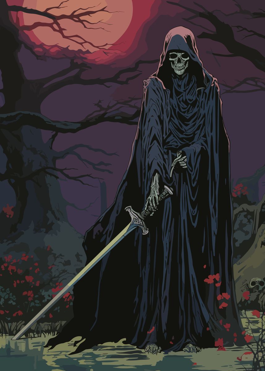 'Grim Reaper Sword Dark Fantasy' Poster, picture, metal print, paint by ...