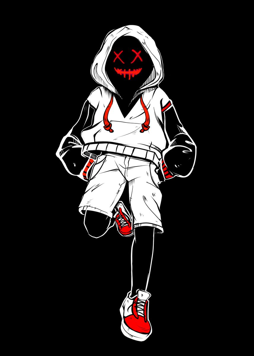 'Hooded Figure with Red X Eyes' Poster, picture, metal print, paint by ...