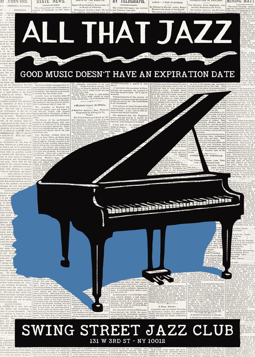 'NYC Jazz Club Poster' Poster, picture, metal print, paint by BluePinkPanther | Displate