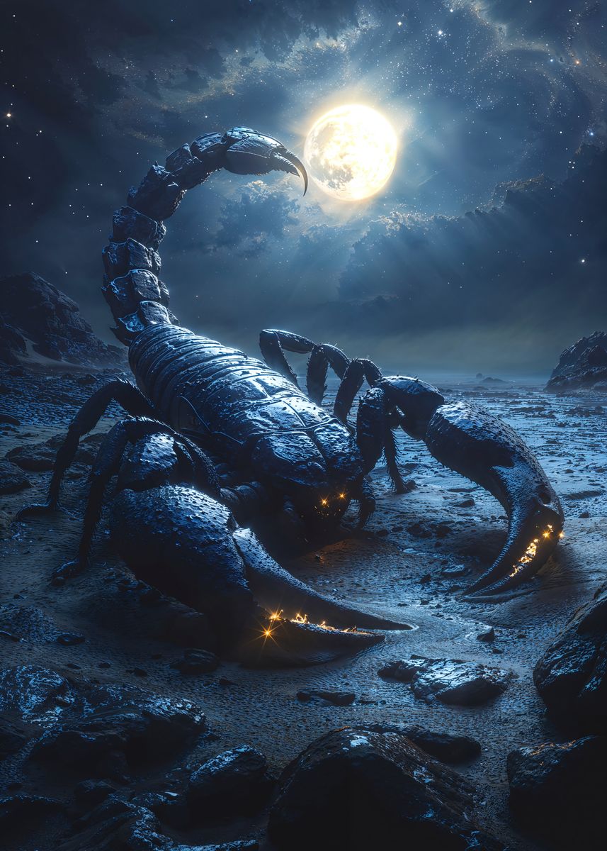 'Giant Scorpion Under Moonlight' Poster, picture, metal print, paint by ...